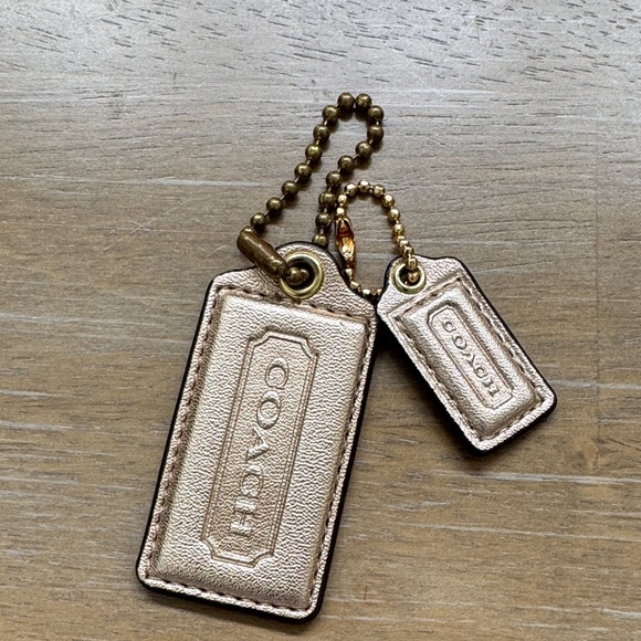 Coach | Bags | Duo Of Coach Gold Metallic Leather Hang Tags With Ball ...